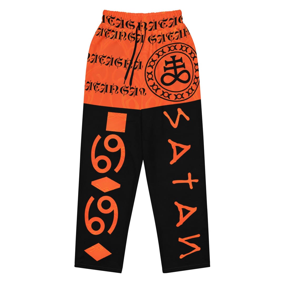Satan Sigil Wide-leg Joggers, Occult Streetwear, Gothic Sweatpants ...
