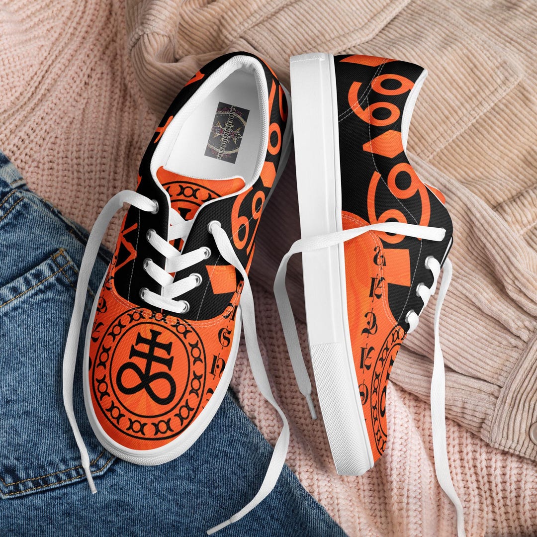 Satan Sigil Men's Lace-up Canvas Shoes, Occult Symbol Sneakers, Satanic ...