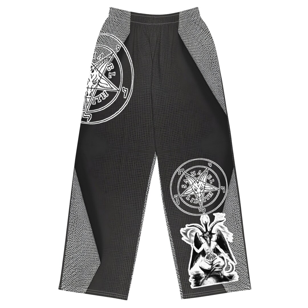 Baphomet Wide-leg Pants, All-over Print Unisex, Occult Fashion, Gothic ...