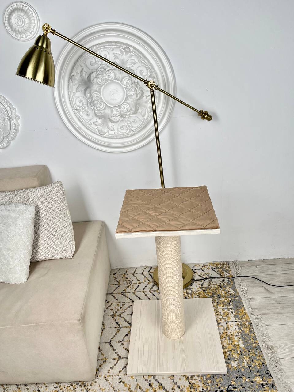 White Tall Cat Scratcher Wooden Cat Furniture Cat Tree Wall Cat ...