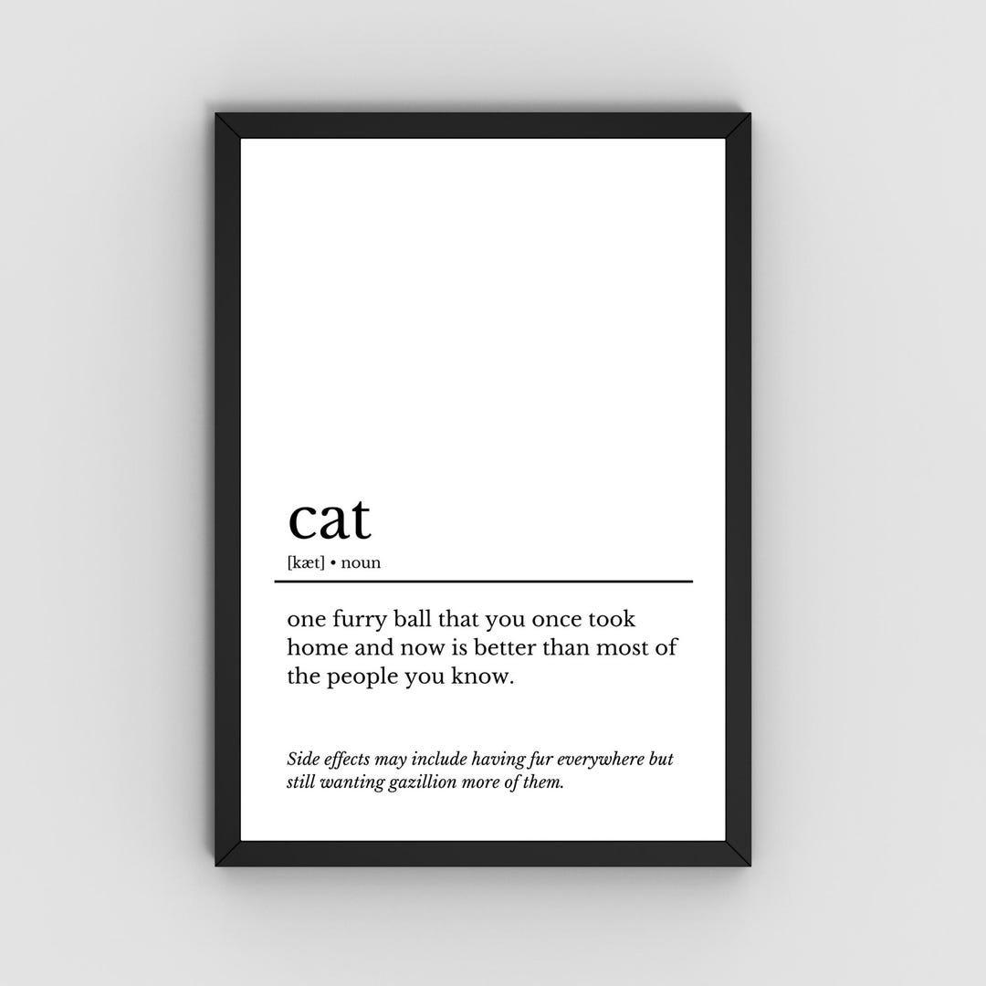 Cat Dictionary Definition Wall Art | Funny Cat Quote Poster ...