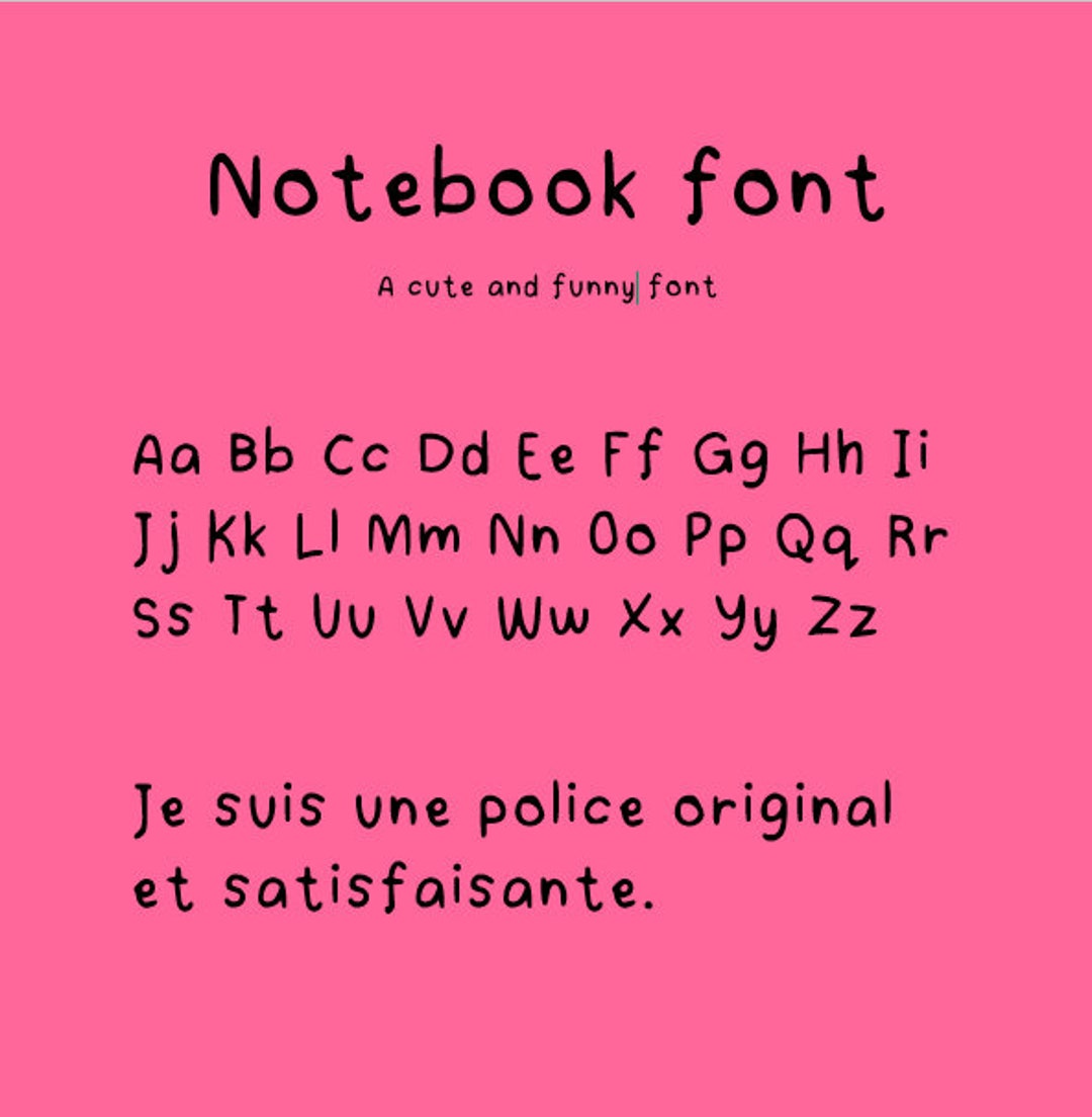 Notebook Font Cute Font Cricut Font Handwritten Fonts - Etsy