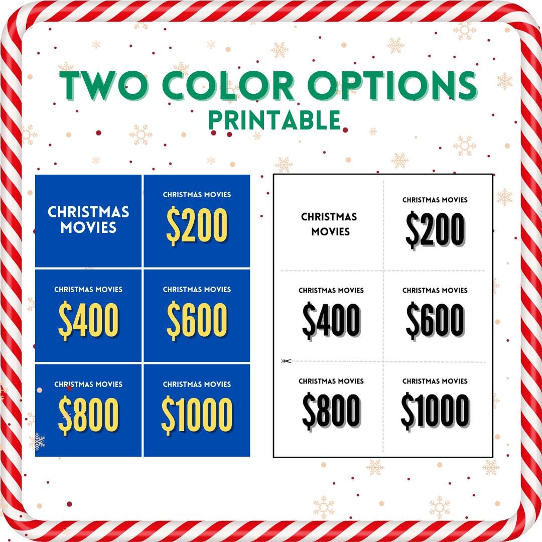 Printable Christmas Jeopardy Christmas Jeopardy Game Holiday Jeopardy ...