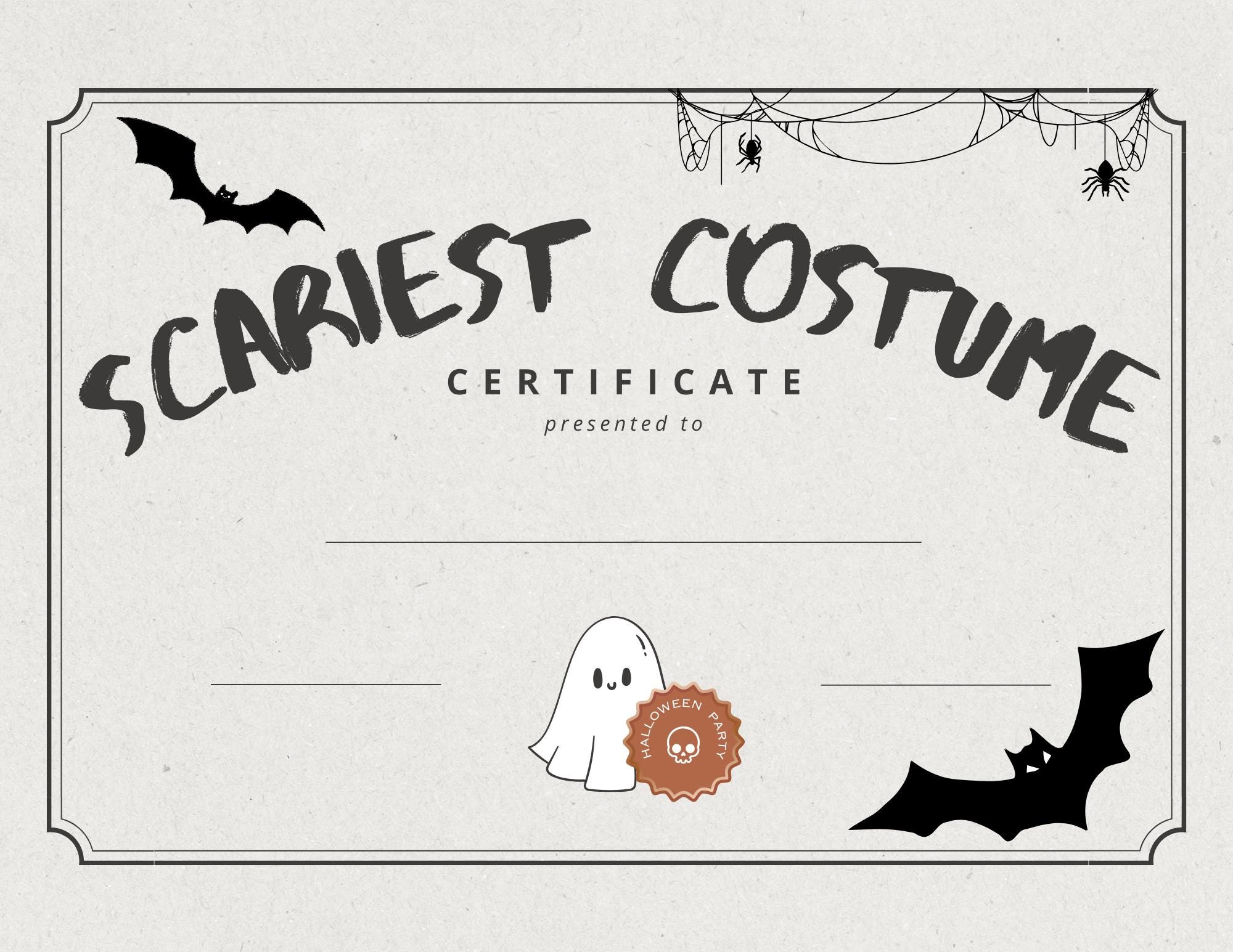Printable Halloween Costume Award Costume Party Award Costume ...