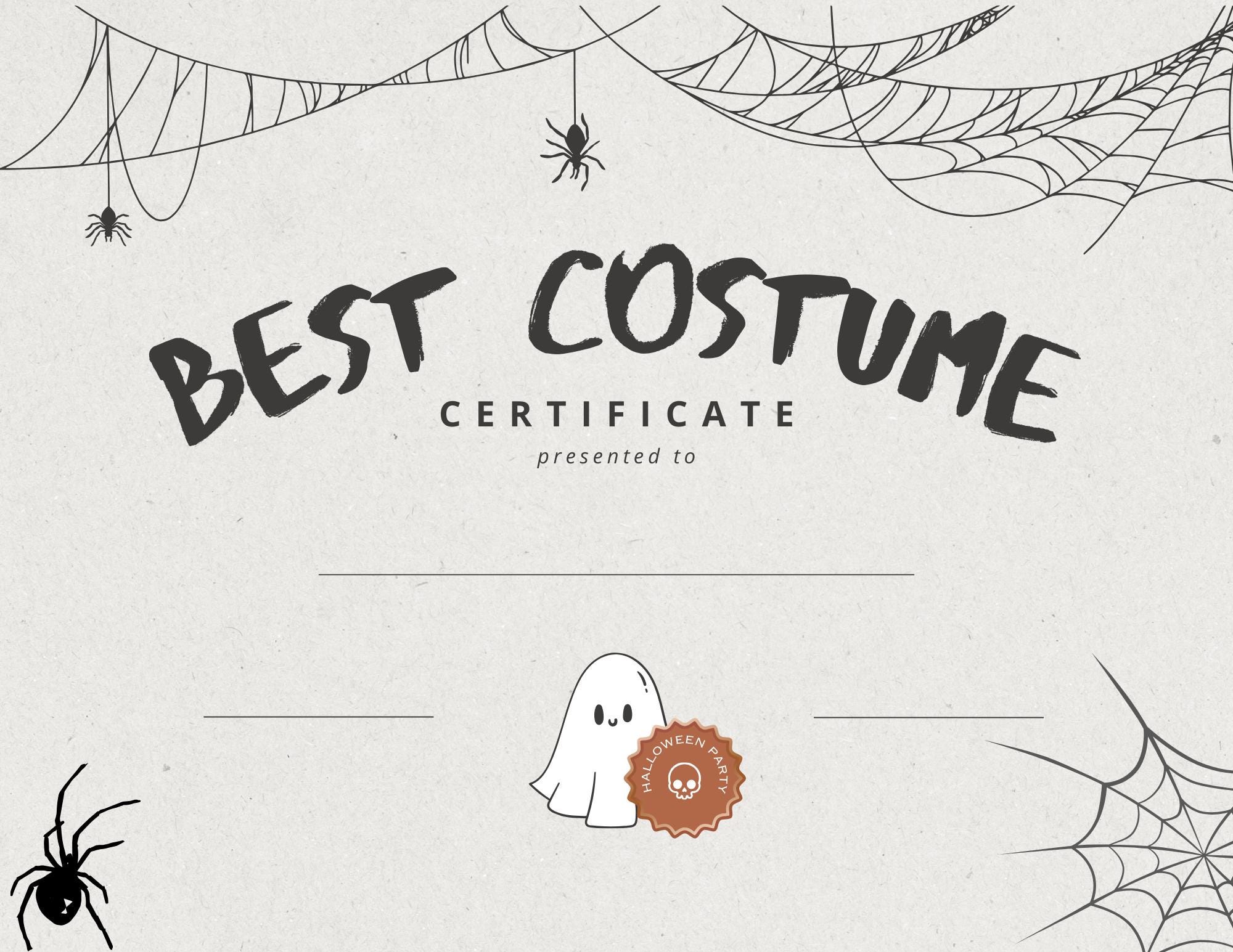 Printable Halloween Costume Award Costume Party Award Costume ...