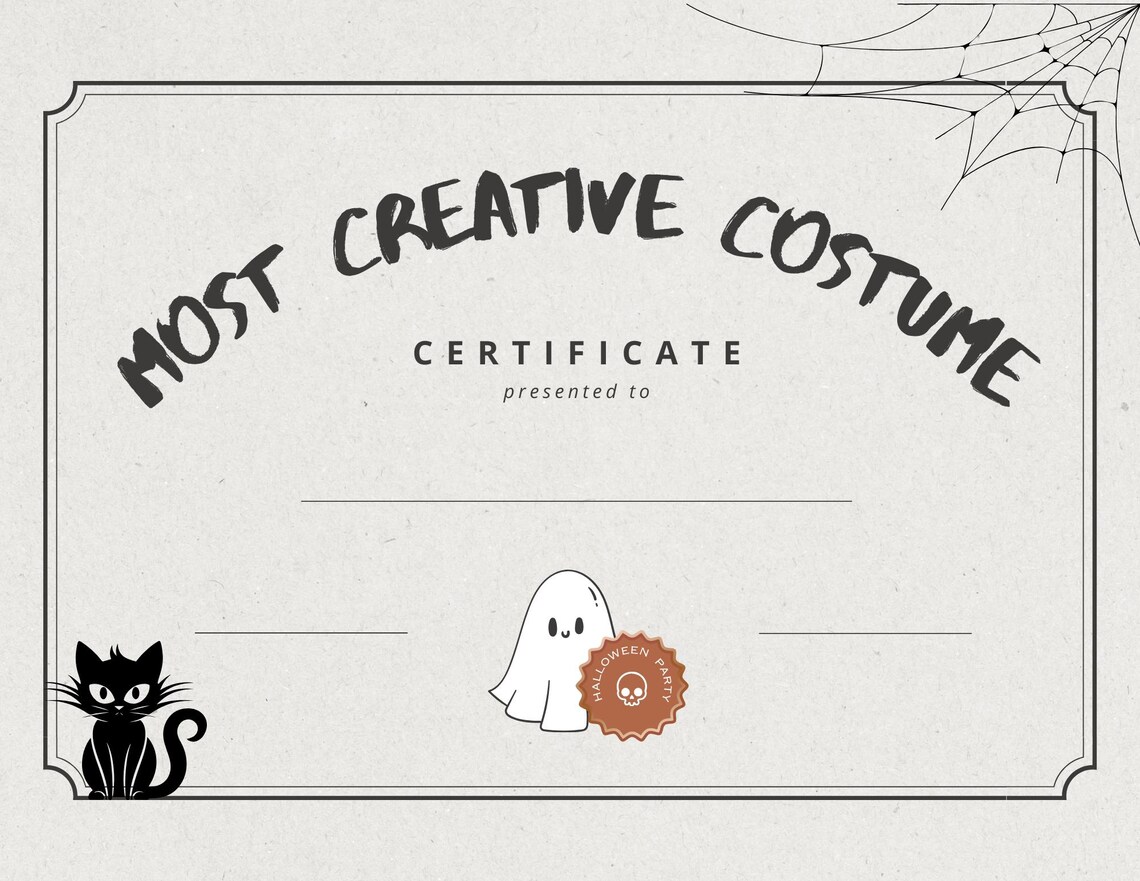Printable Halloween Costume Award Costume Party Award Costume ...