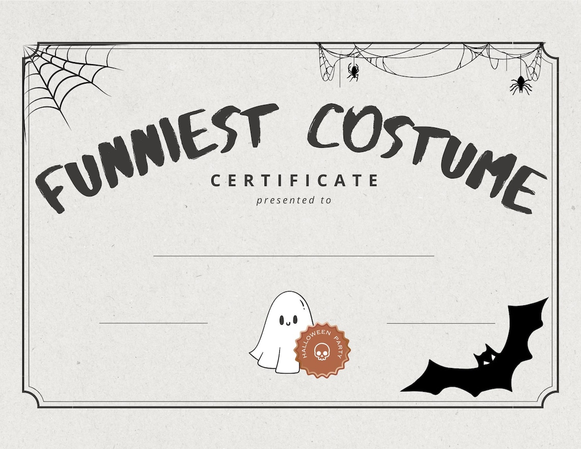 Printable Halloween Costume Award Costume Party Award Costume ...
