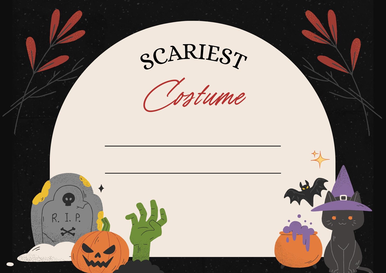 Printable Halloween Costume Award Printable Costume Party Award Costume ...