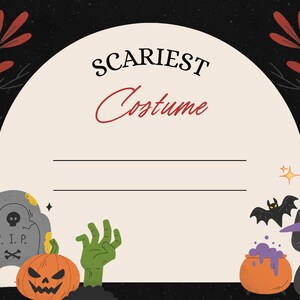 Printable Halloween Costume Award Printable Costume Party Award Costume ...