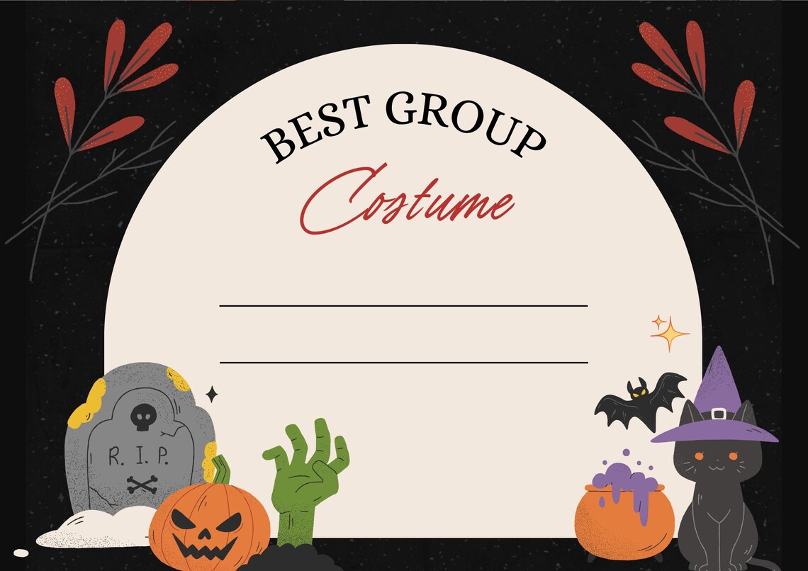 Printable Halloween Costume Award Printable Costume Party Award Costume ...