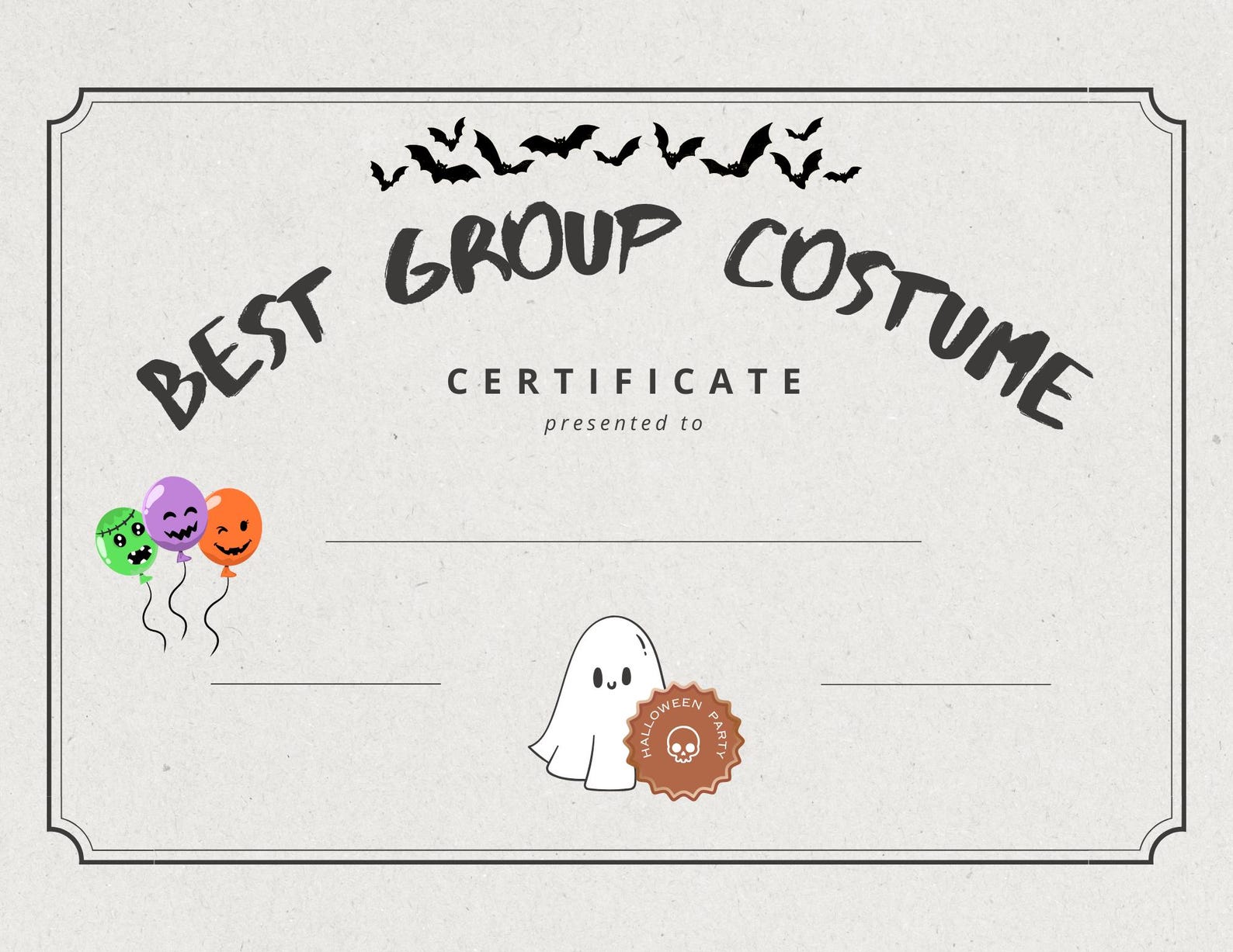 Printable Halloween Costume Award Costume Party Award Costume ...