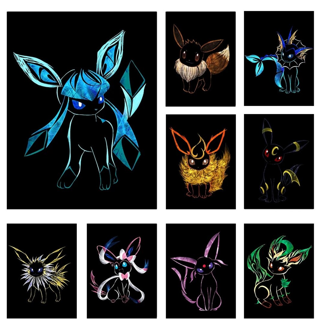 Eeveelution poster-9 models-espeon poster-sylveon poster-eevee poster ...