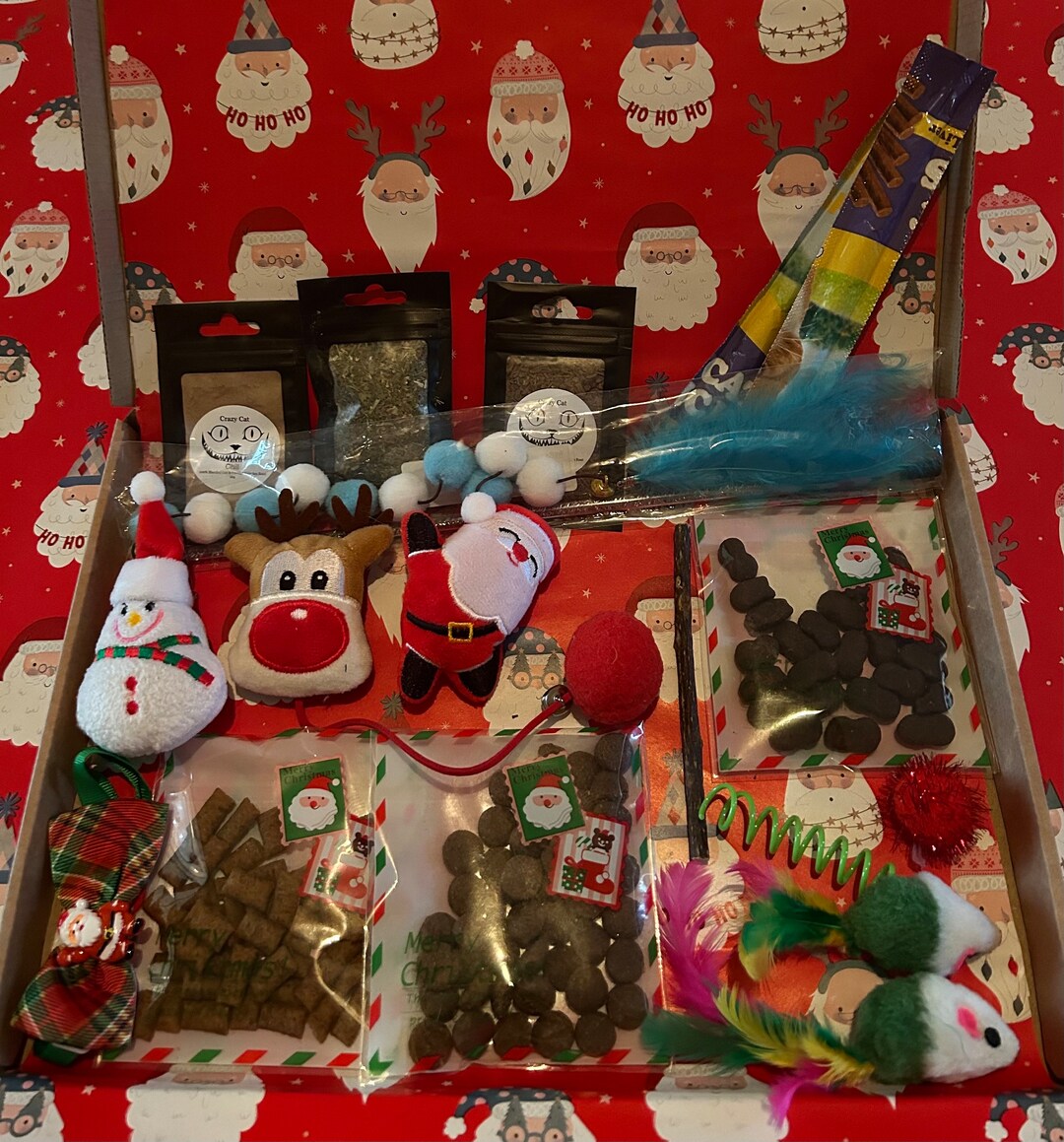 Christmas Cat Hamper Christmas Cat Box Catnip Toy Valerian - Etsy UK
