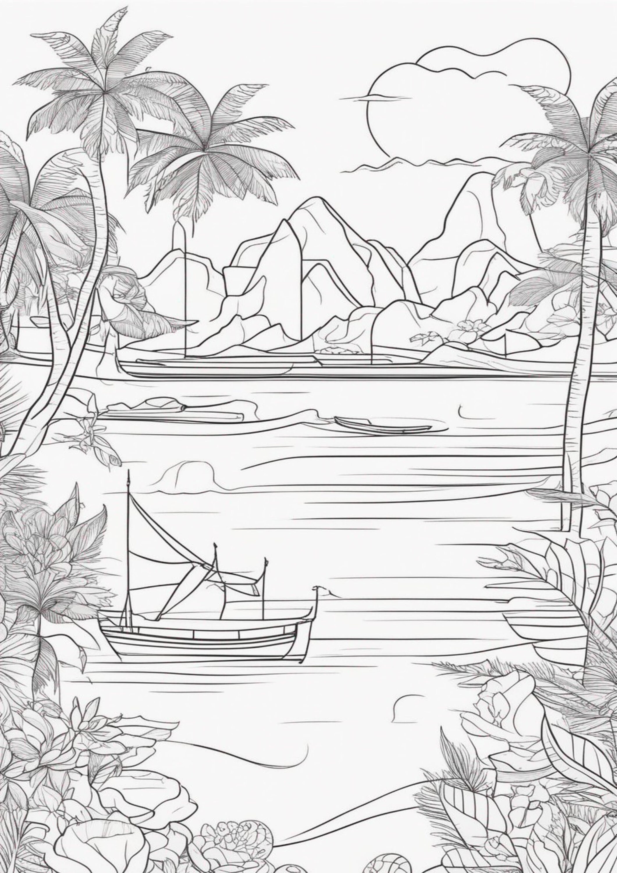 Paradise Beaches Coloring Book - Etsy