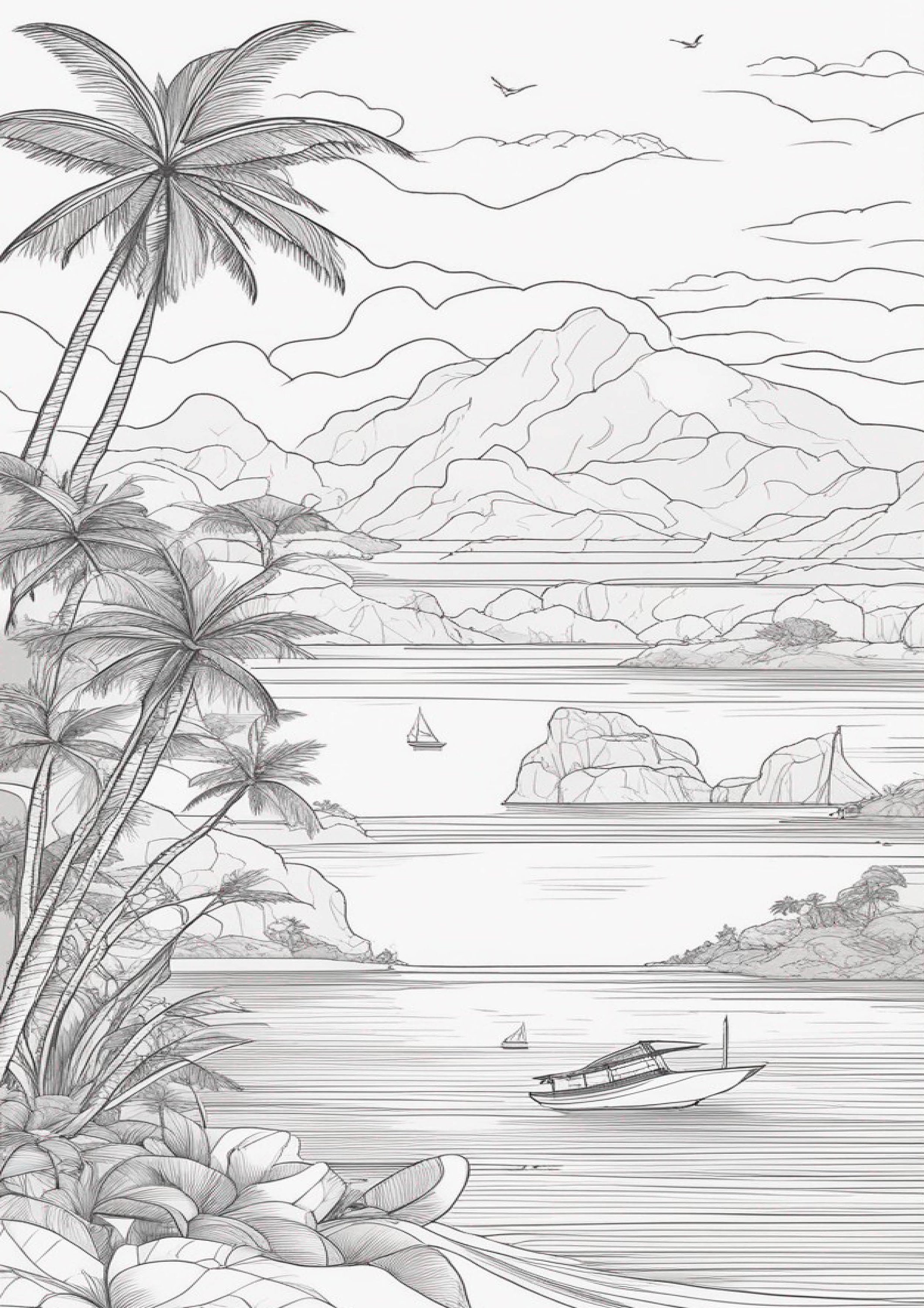 Paradise Beaches Coloring Book - Etsy