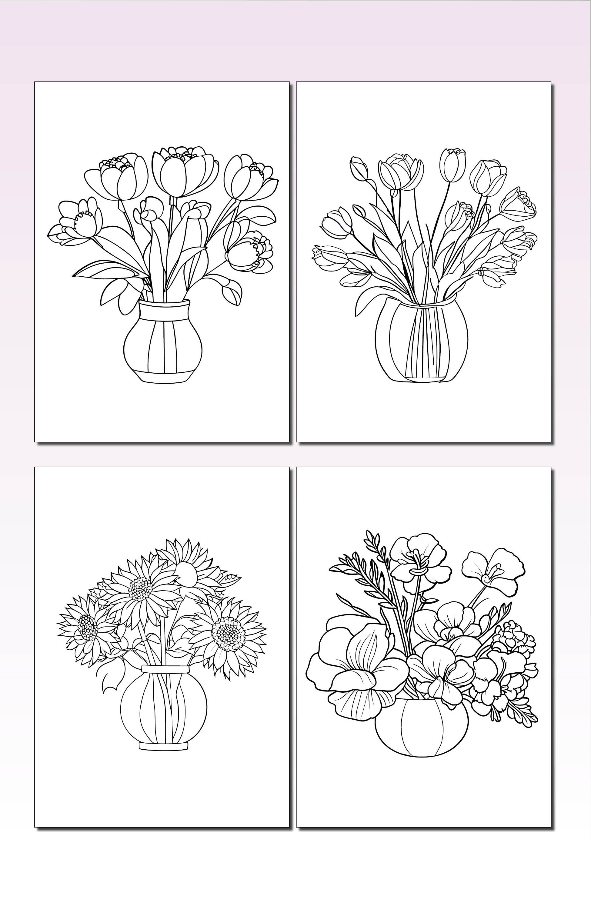 Flower Bouquet Coloring Book Pt.3 - Etsy