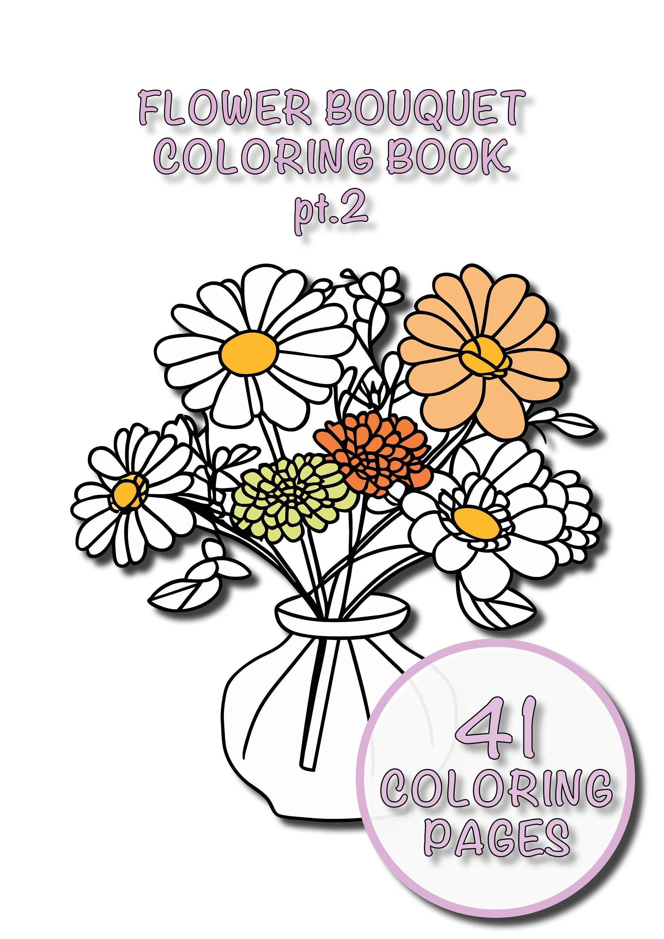 Flower Bouquet Coloring Book Pt.2 - Etsy