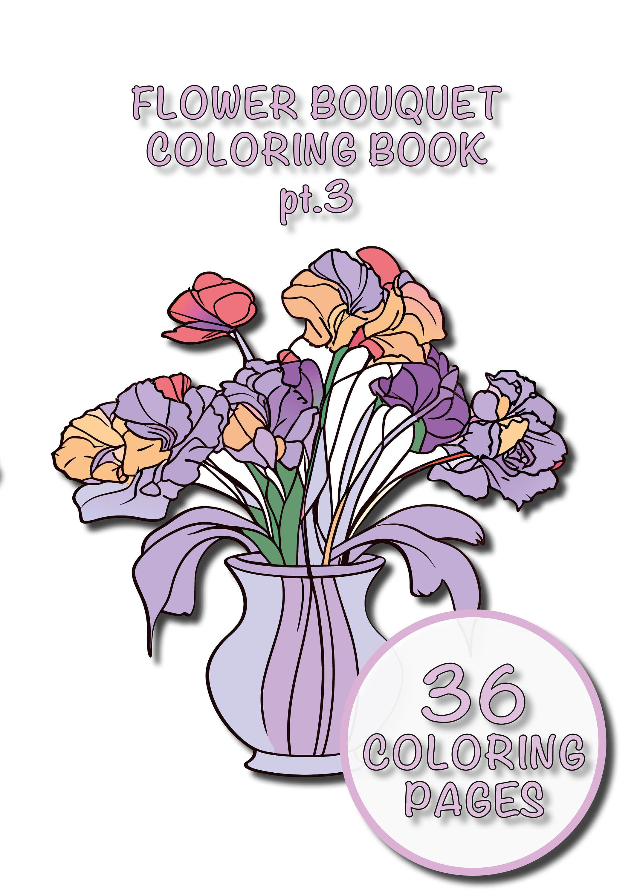 Flower Bouquet Coloring Book Pt.3 - Etsy
