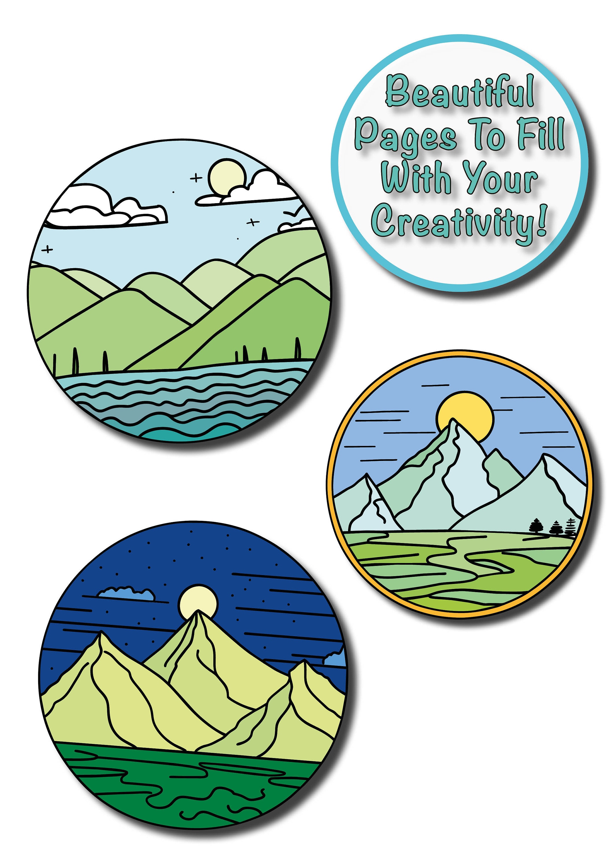 Mountains and Hills Landscape Coloring Book - Etsy