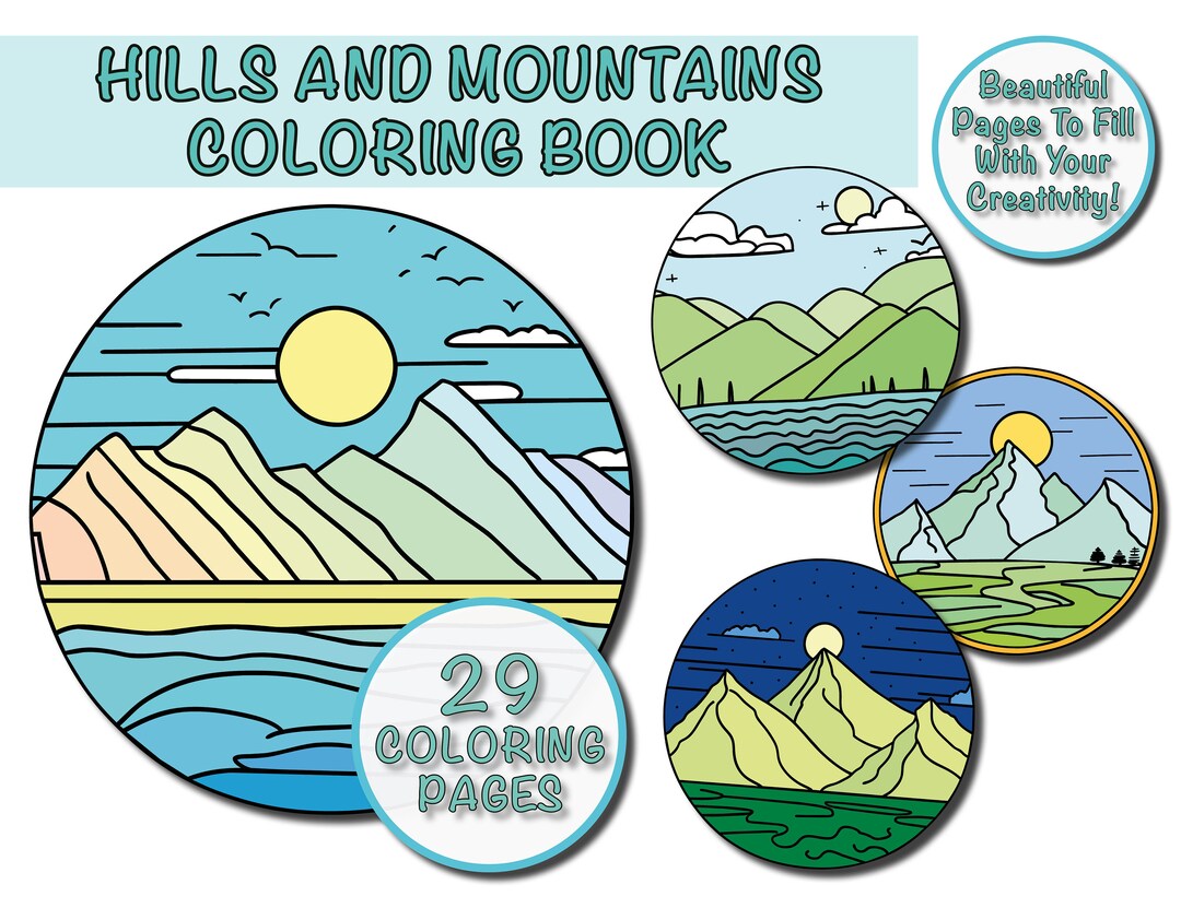 Mountains and Hills Landscape Coloring Book - Etsy