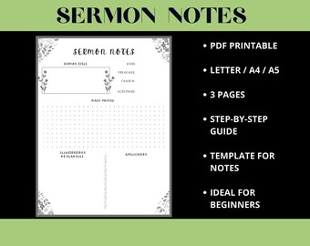 Printable Sermon Notes Church Notes Sermon Note PDF Sermon Note ...
