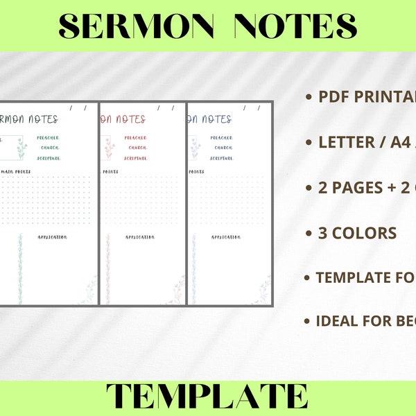 Sermon Notes Template - Etsy