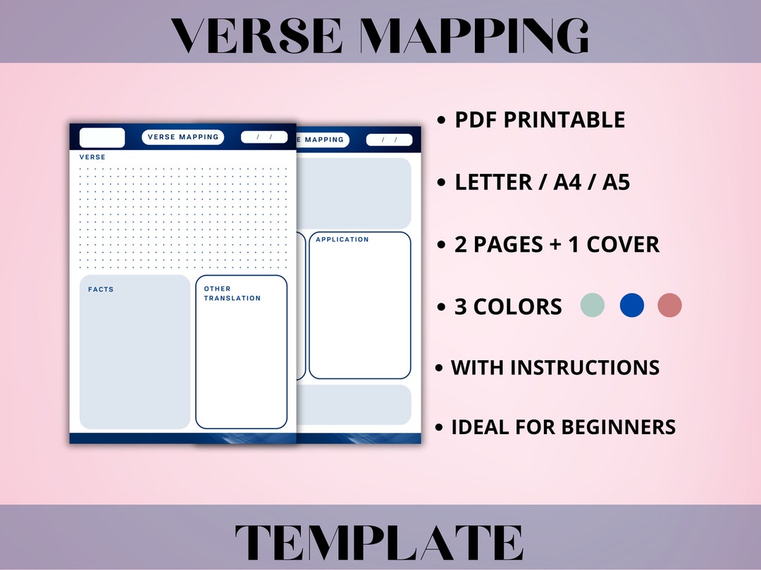 Verse Mapping Template Standard Version 3 Colors A4 A5 - Etsy