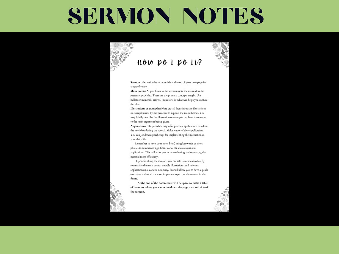 Printable Sermon Notes Templates - Etsy