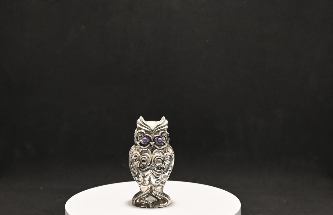 Vintage Silver Owl Figurine, Art Nouveau Metal Sculpture, Retro ...
