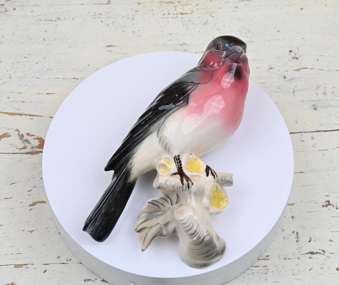 Vintage Porcelain Figurine Sculpture Wall Mural Bird Bullfinch Hertwig ...