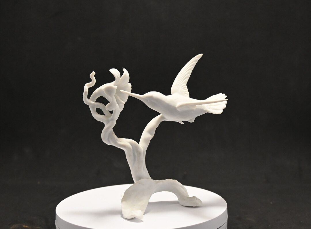 Vintage Kaiser Porcelain Bochmann White Bisque Hummingbird and Flower ...