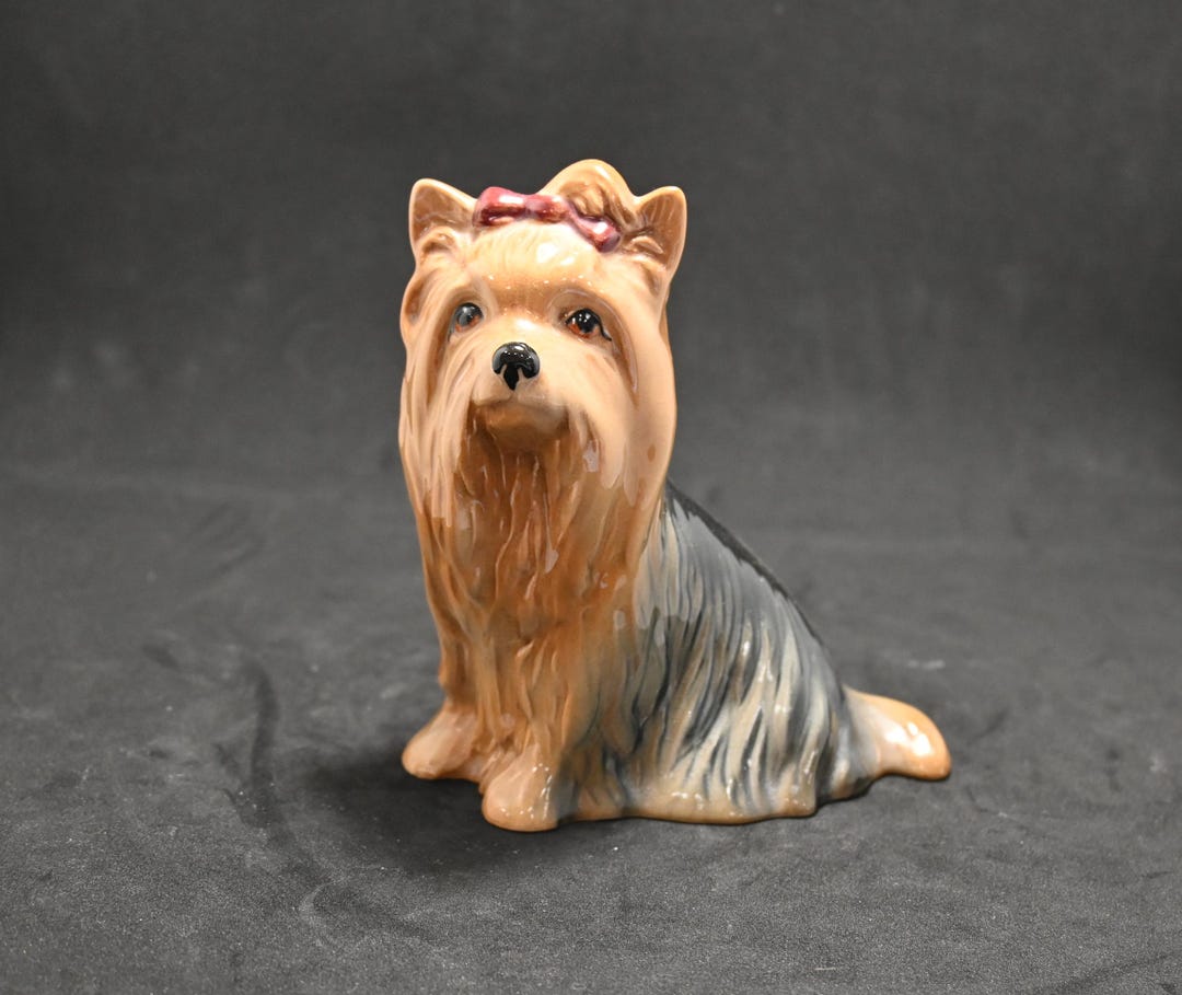 Vintage Yorkie Ceramic Figurine, Antique Yorkshire Terrier Statue ...