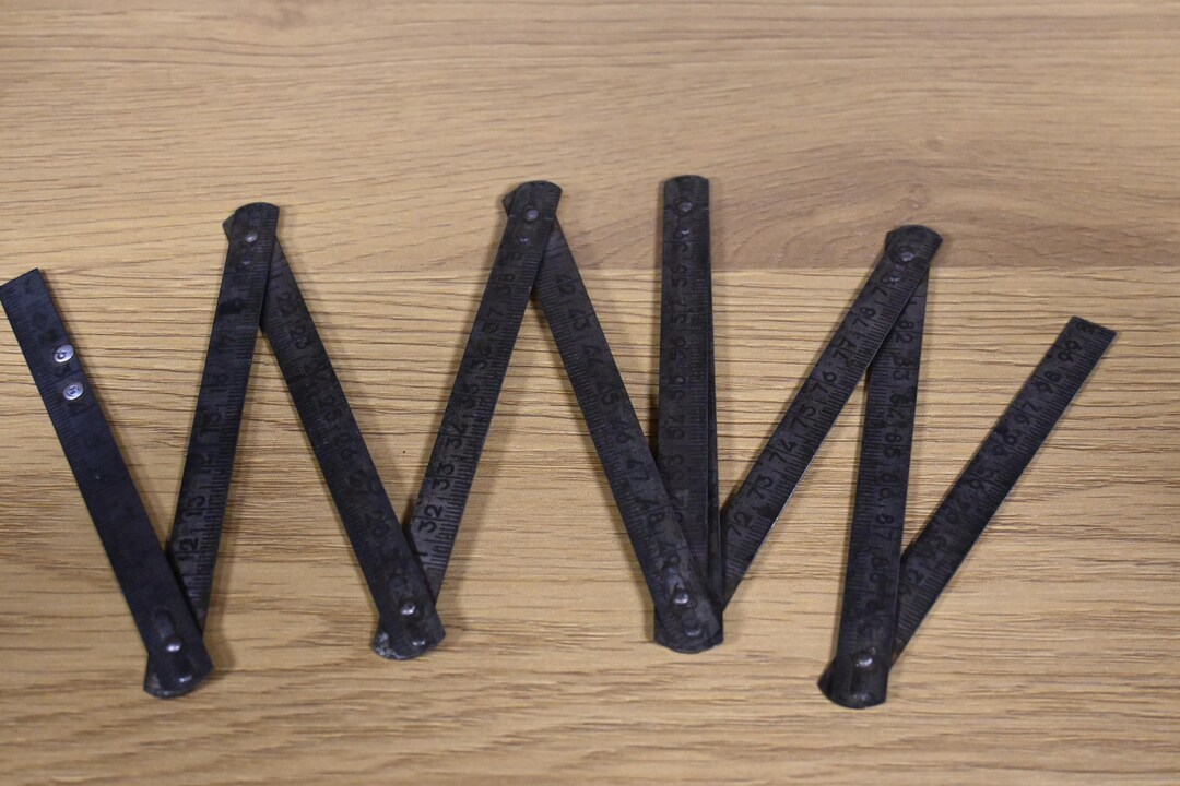 Vintage Metal Folding Ruler, Retro Foldaway Ruler, Industrial Style ...