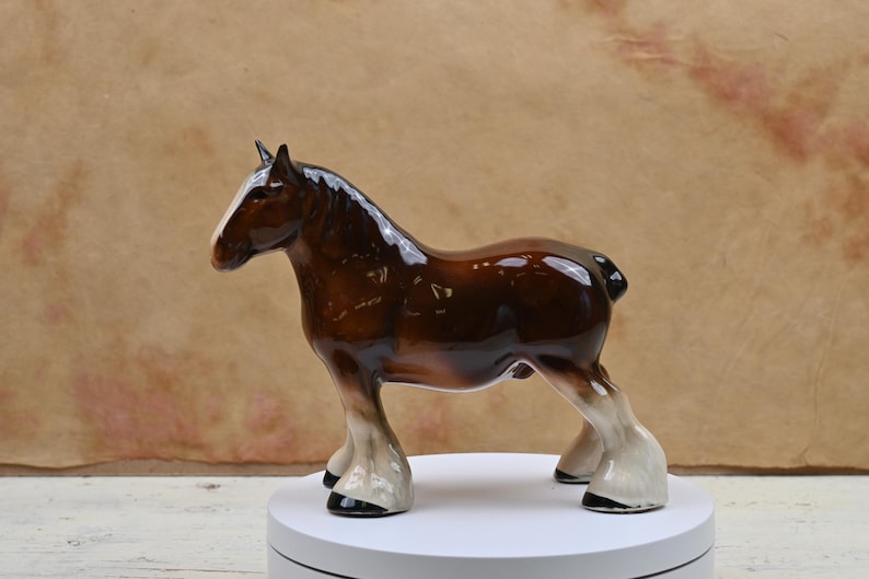Vintage Shire Horse Figurine, Pre 1960 Decorative Equine Statue, Small ...