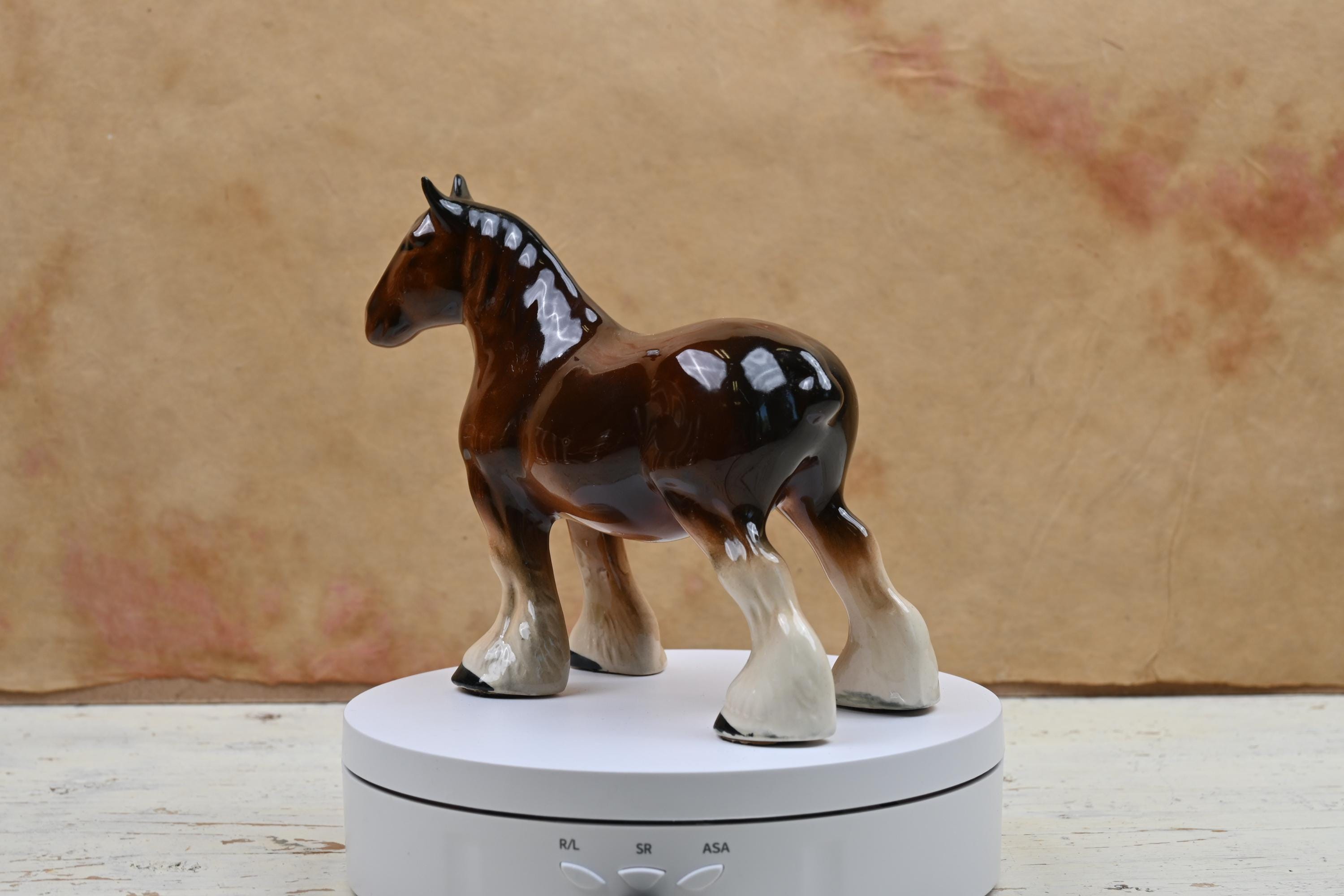 Vintage Shire Horse Figurine, Pre 1960 Decorative Equine Statue, Small ...