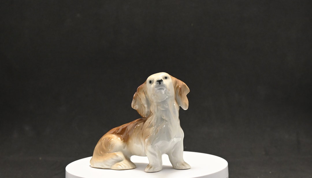 Vintage Porcelain Dog Figurines, Antique Ceramic Canine Statues, Hand ...