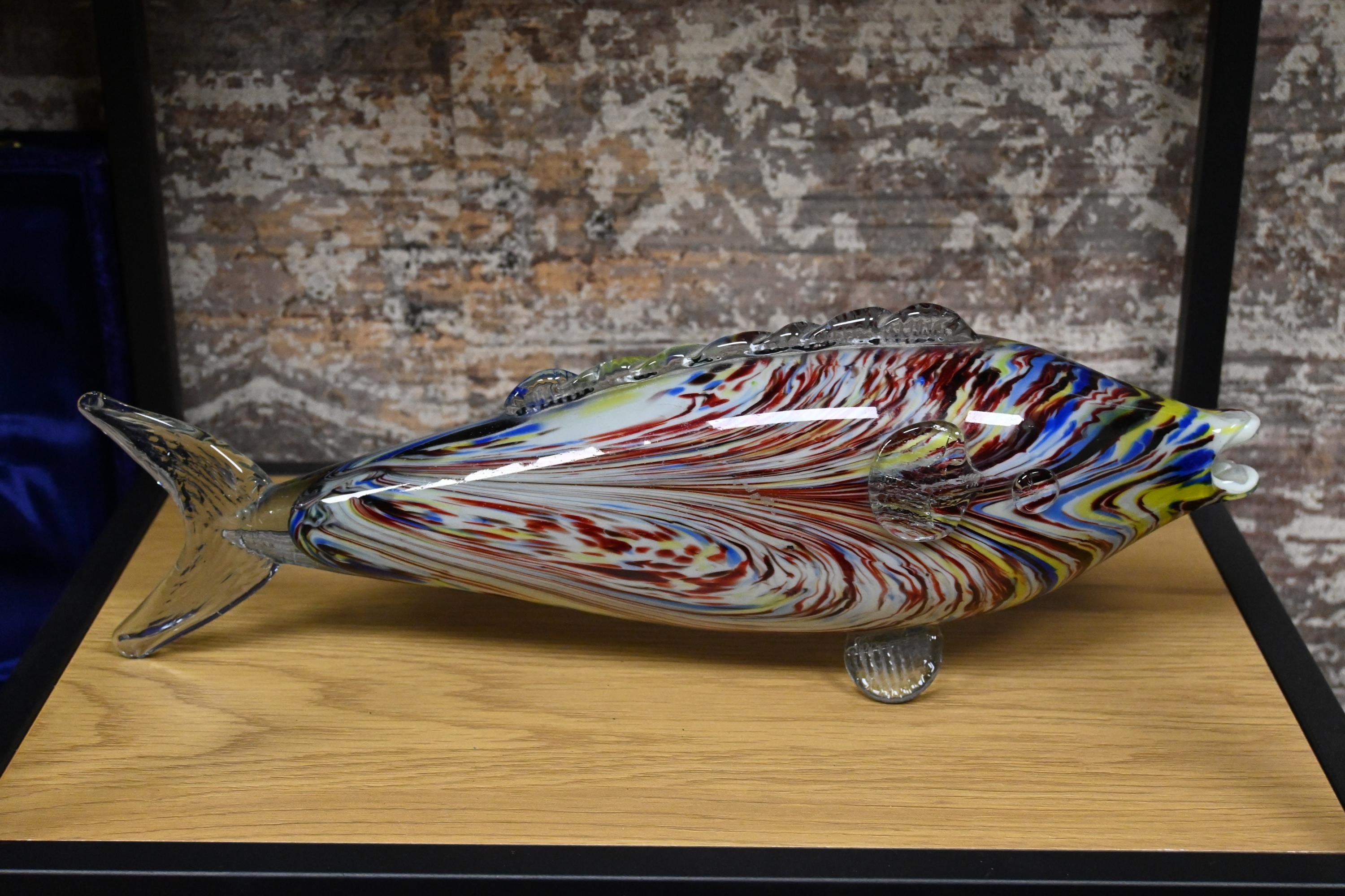 Hand Blown Glass Fish Sculpture, 1960S Glaze Gull Home Decor, 1950S ...