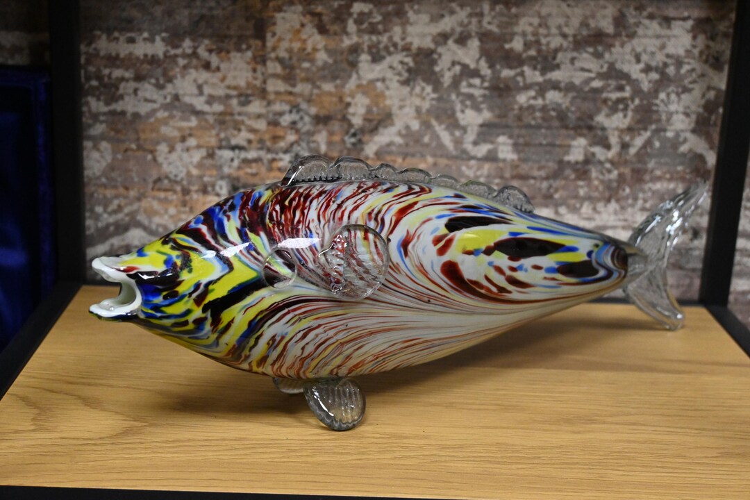 Hand Blown Glass Fish Sculpture, 1960S Glaze Gull Home Decor, 1950S ...