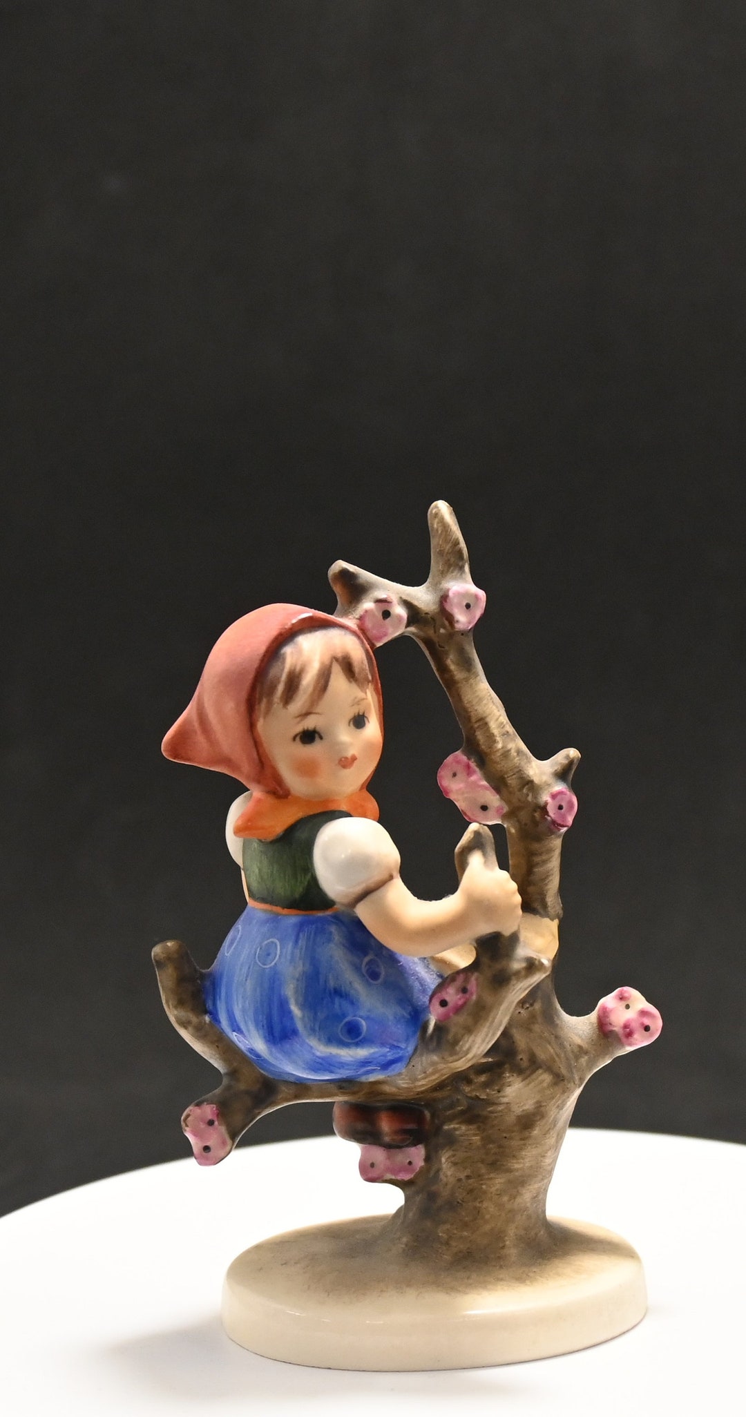 Vintage Hummel Girl Apple Tree Figurine, Mid Century Porcelain Sculpture, Middle 20th Era Art ...