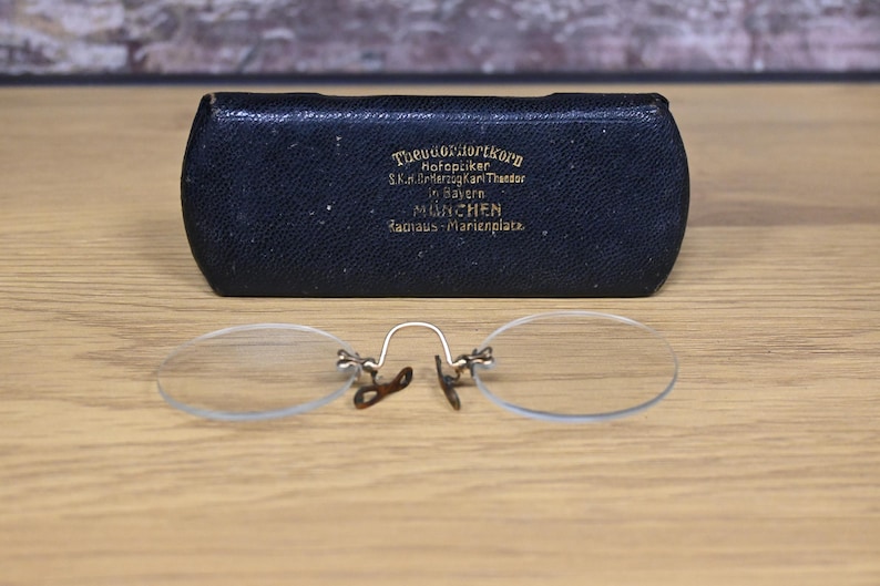 Antique Pince Nez Glasses, Vintage Rimless Oval Spectacles, 1910S Era ...