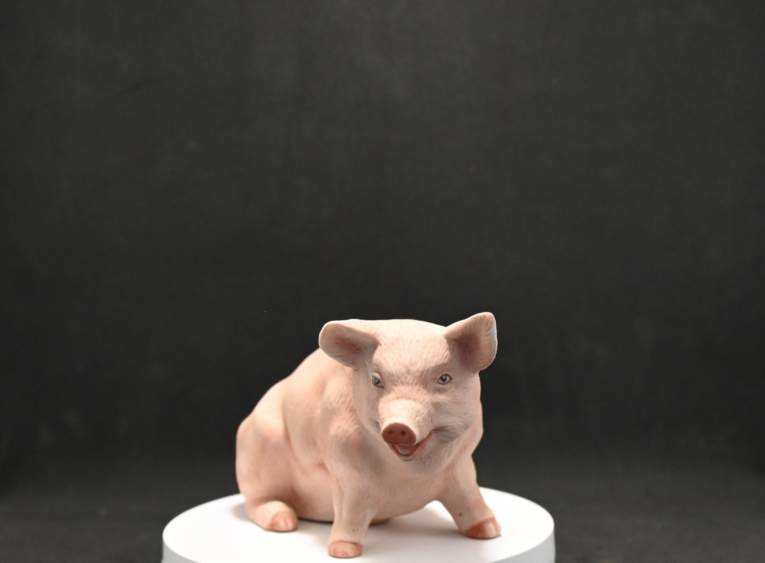 Porcelain Pig Figurine for Collectors, Earthenware Hog Statue Against ...