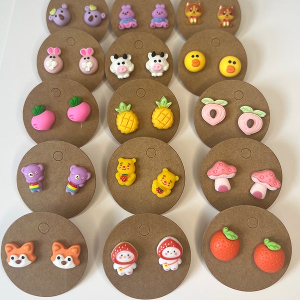 Cartoon Earrings - Etsy UK
