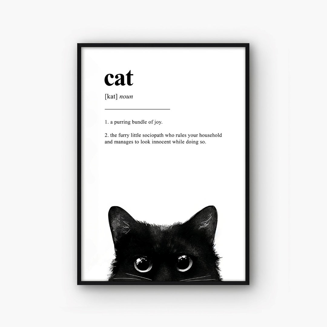 Cat Definition Print • Cat Lover Gift • Black Cat • Cat Owner Present ...