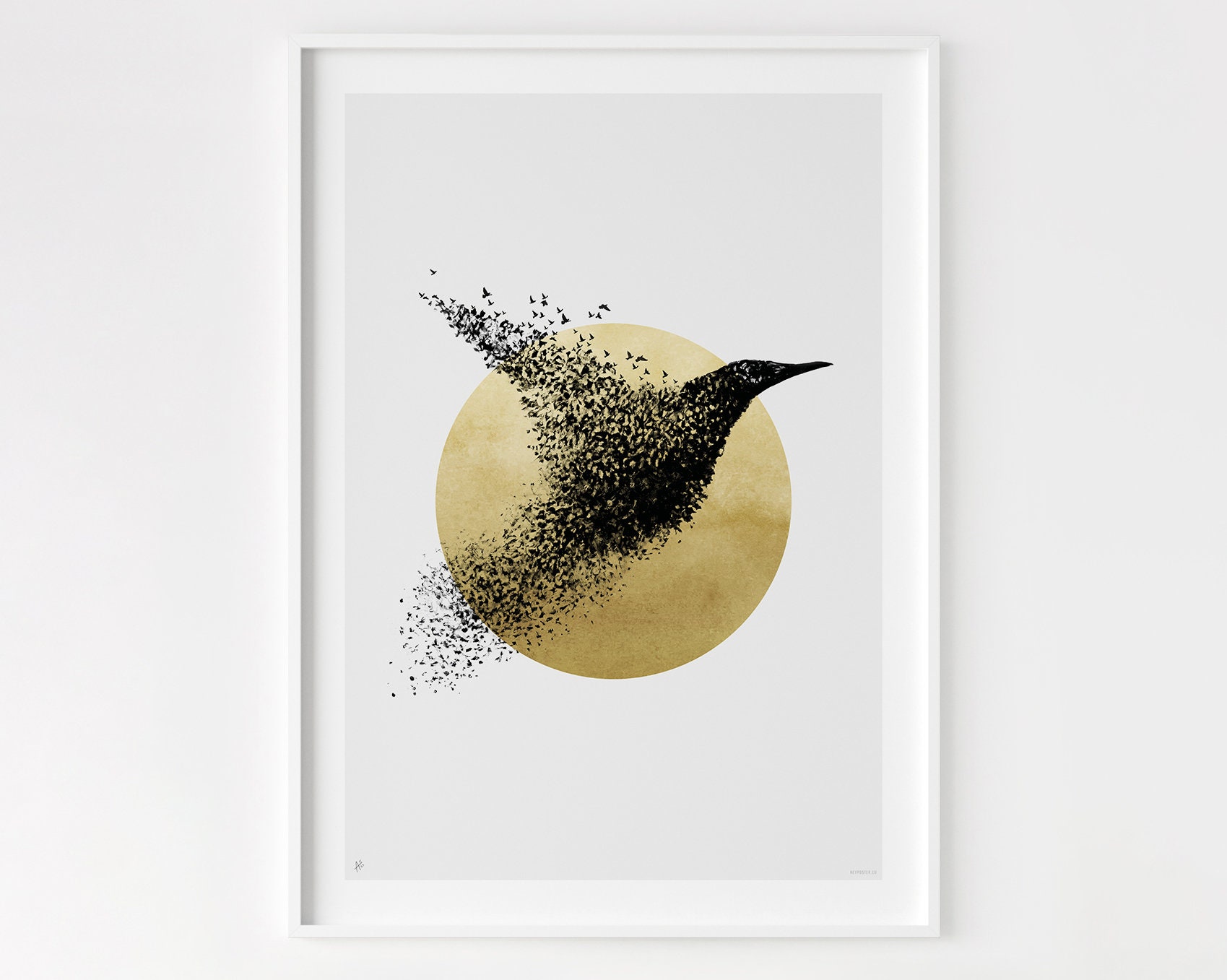 Birds in the Sky Poster Flying Birds Print Flock of Birds Murmuration ...