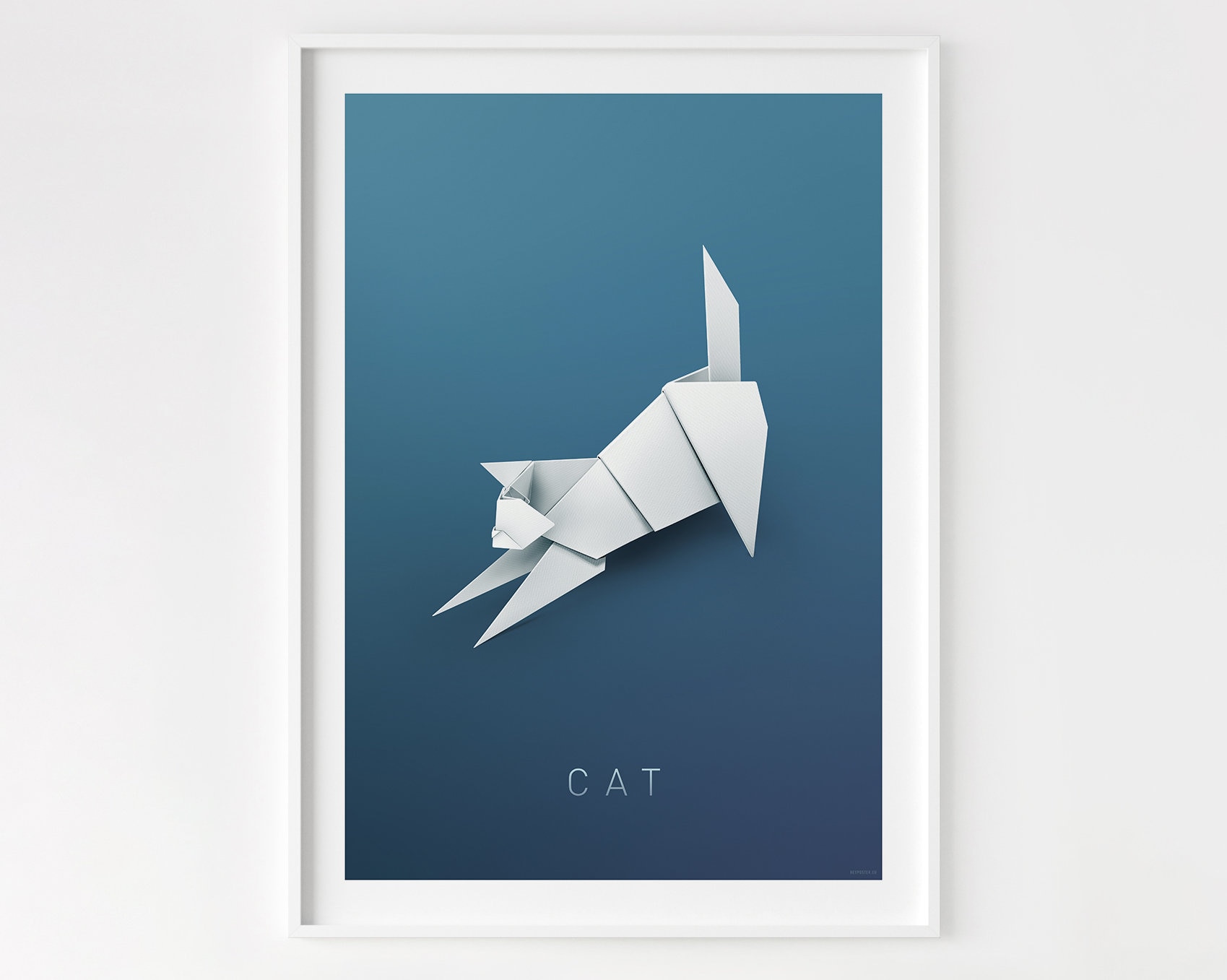 Paper Cat Poster, Origami Animal Print, Paper Folding, Origami Art ...