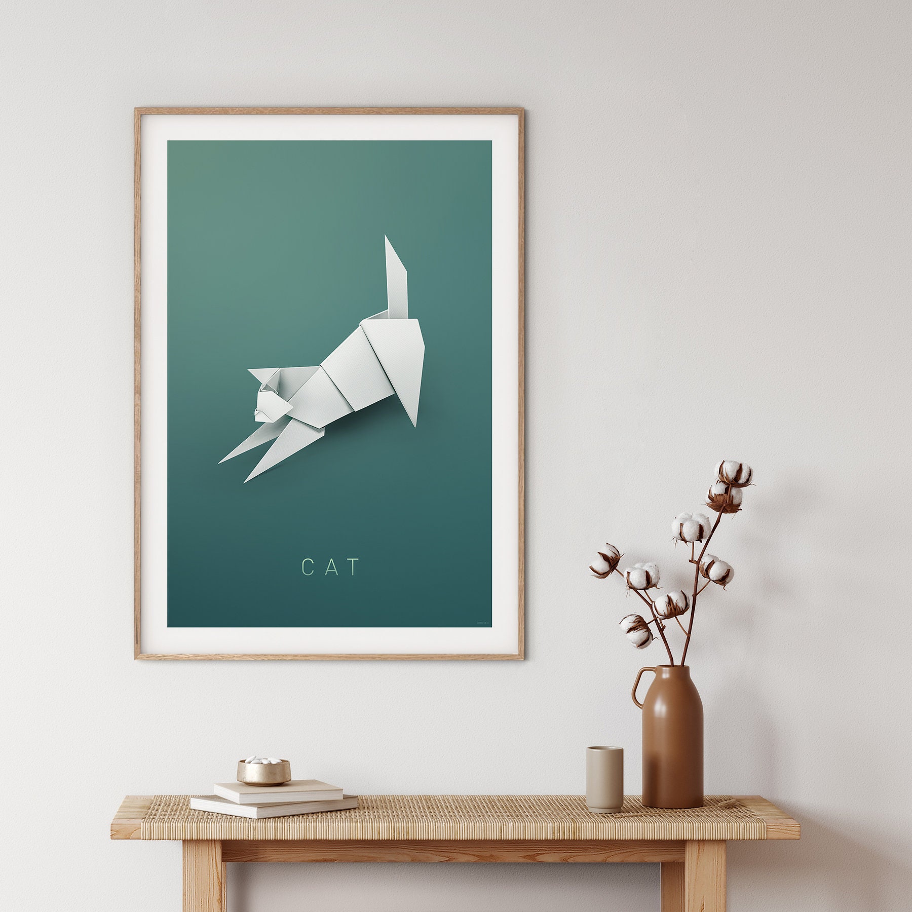 Paper Cat Poster, Origami Animal Print, Paper Folding, Origami Art ...