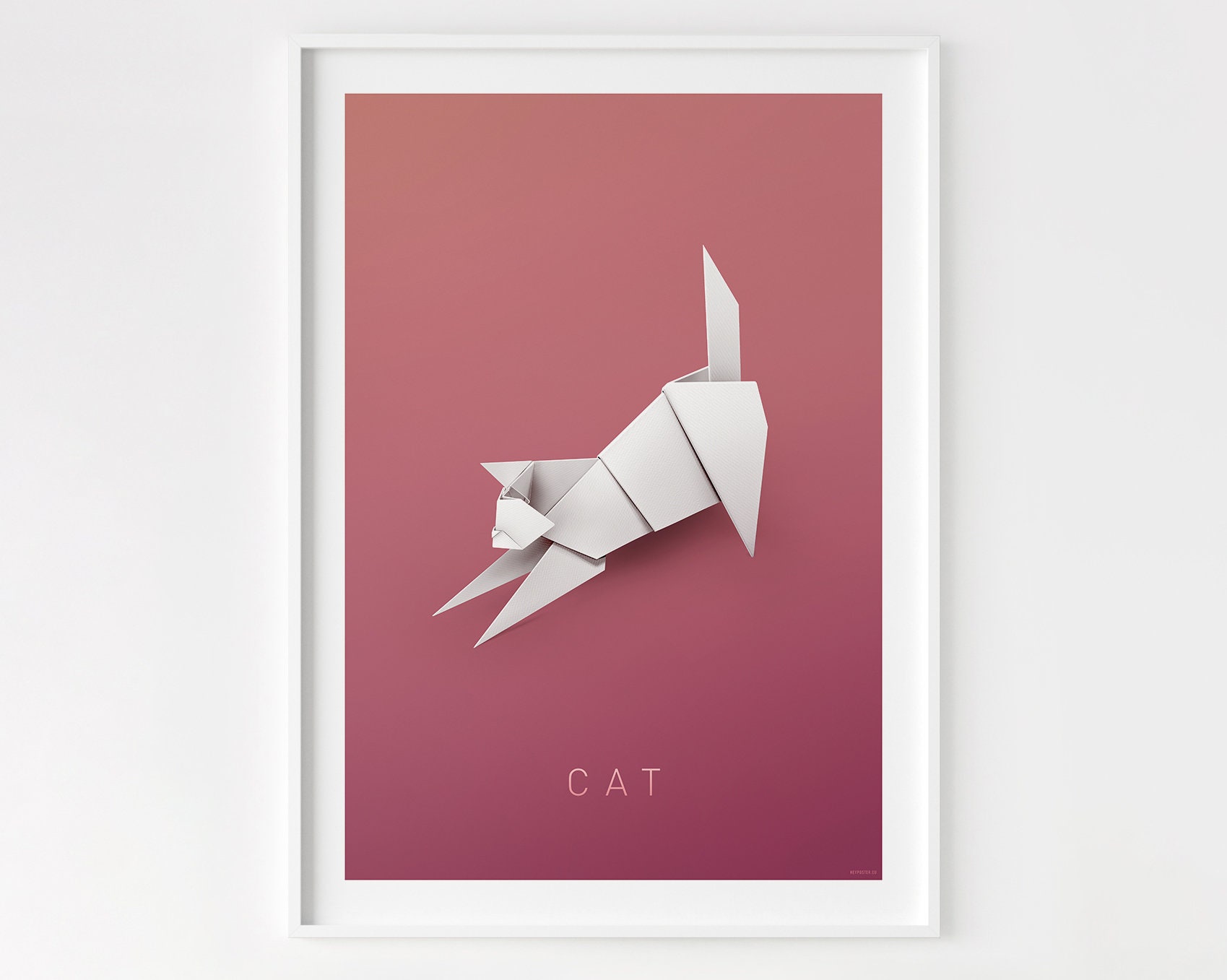 Paper Cat Poster, Origami Animal Print, Paper Folding, Origami Art ...