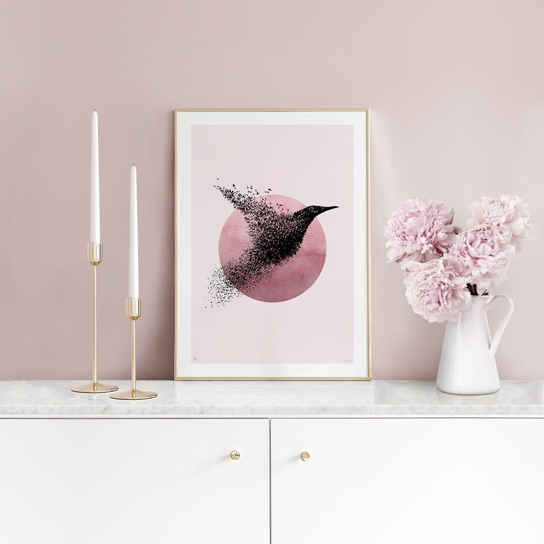 Birds in the Sky Poster, Flying Birds Print, Flock of Birds ...
