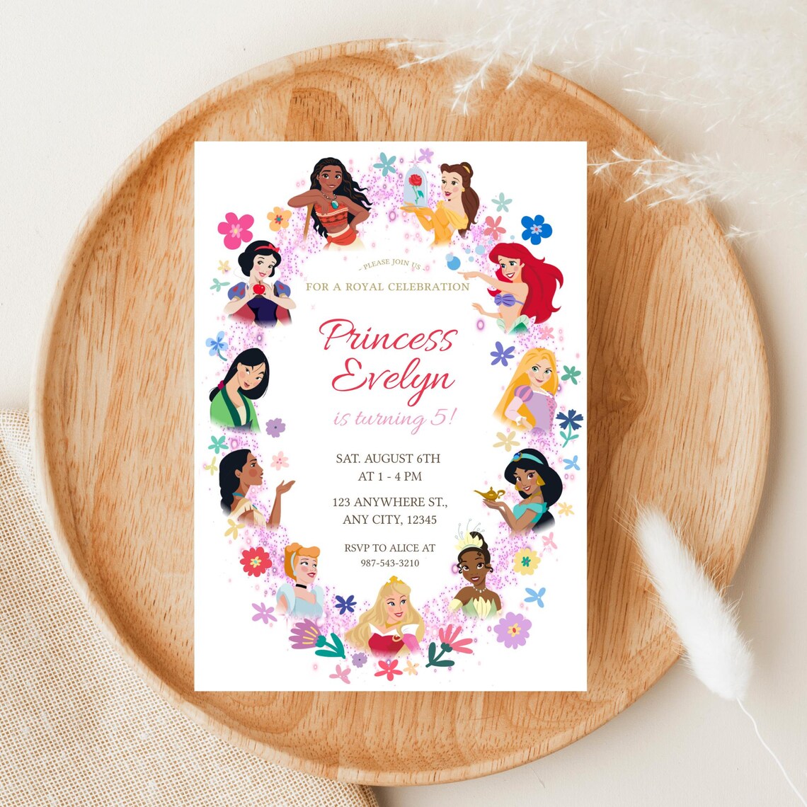 Birthday Invitation | EDITABLE TEMPLATE | Disney Princesses Frame - Etsy