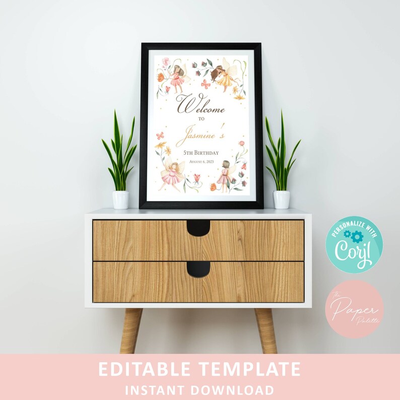 Birthday Welcome Board | EDITABLE TEMPLATE | Fairy Garden Party - Etsy